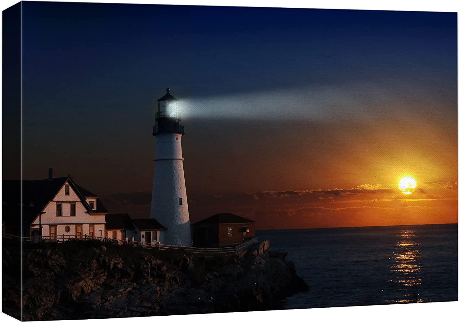 AXXPosters- Canvas Print Wall Art Portland Island Lighthouse at Dawn ...