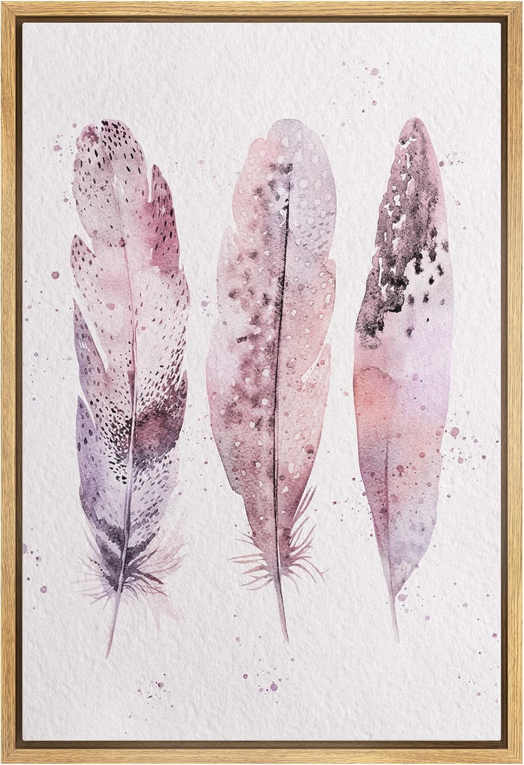 AXXPosters- Canvas Print Wall Art Purple Watercolor Pastel Bird Feather ...