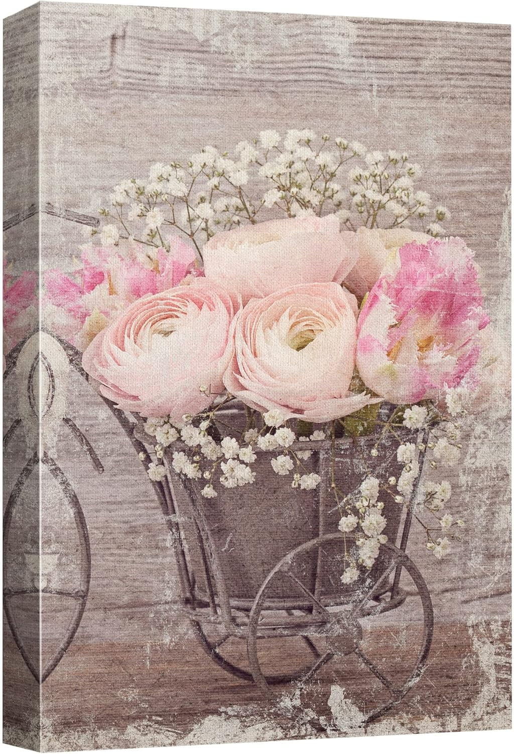 AXXPosters-Canvas Print Wall Art Retro Vintage Faded Pink Roses in ...