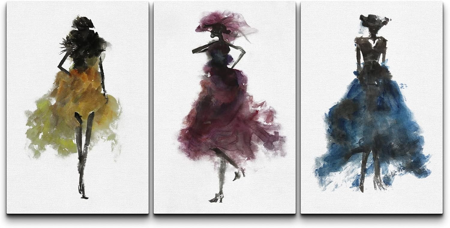 AXXPosters -Canvas Print Wall Art Set Yellow, Pink & Blue Watercolor ...