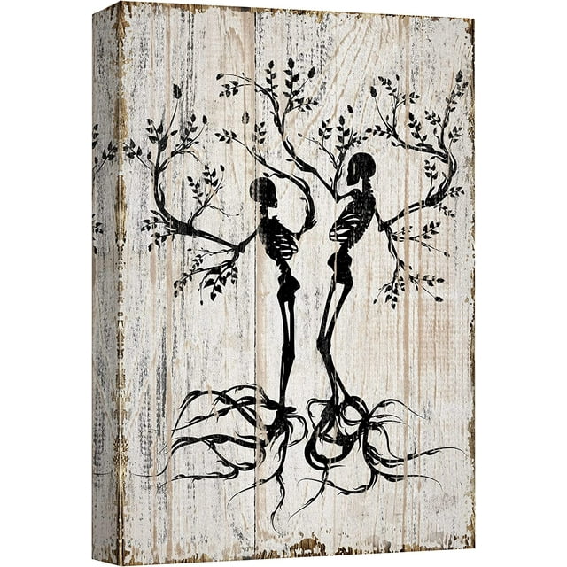 AXXPosters-Canvas Print Wall Art Spooky Skeleton Tree Silhouettes on ...