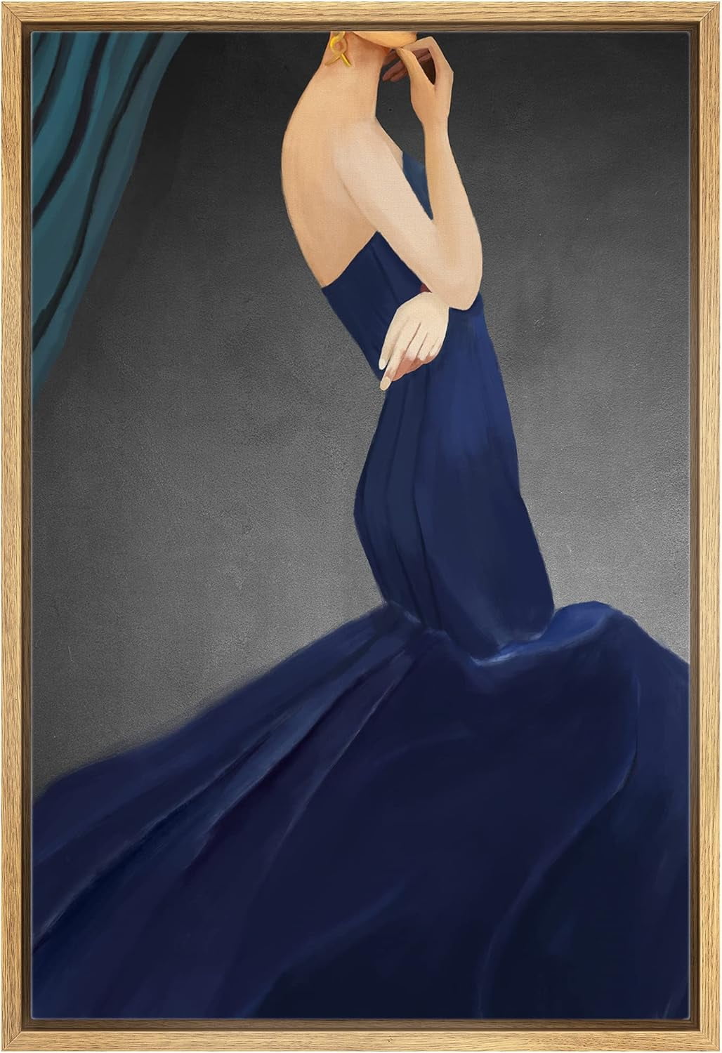 AXXPosters- Canvas Print Wall Art Stylish Woman with Blue Gown People ...