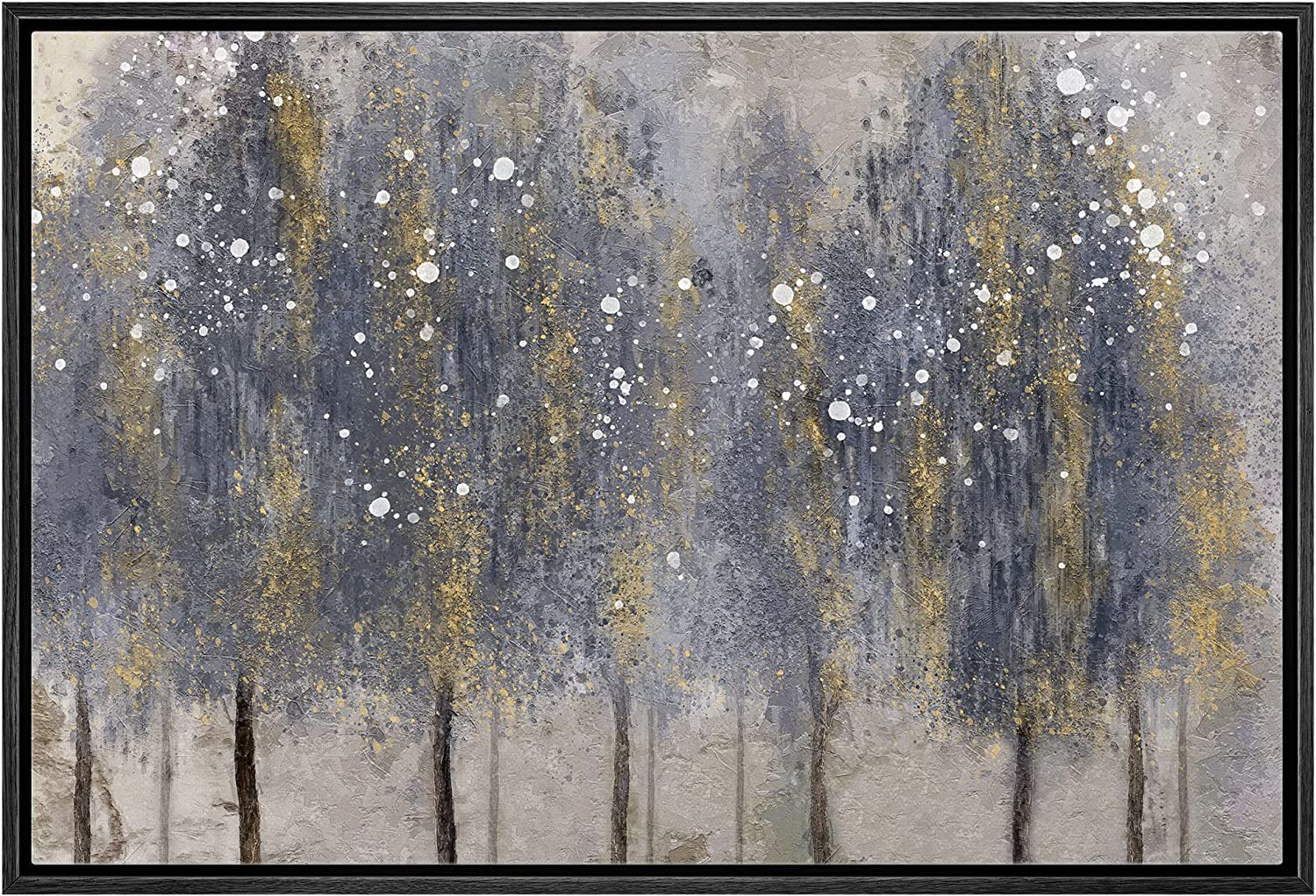 AXXPosters- Canvas Print Wall Art Watercolor Paint Splatter Forest Tree ...