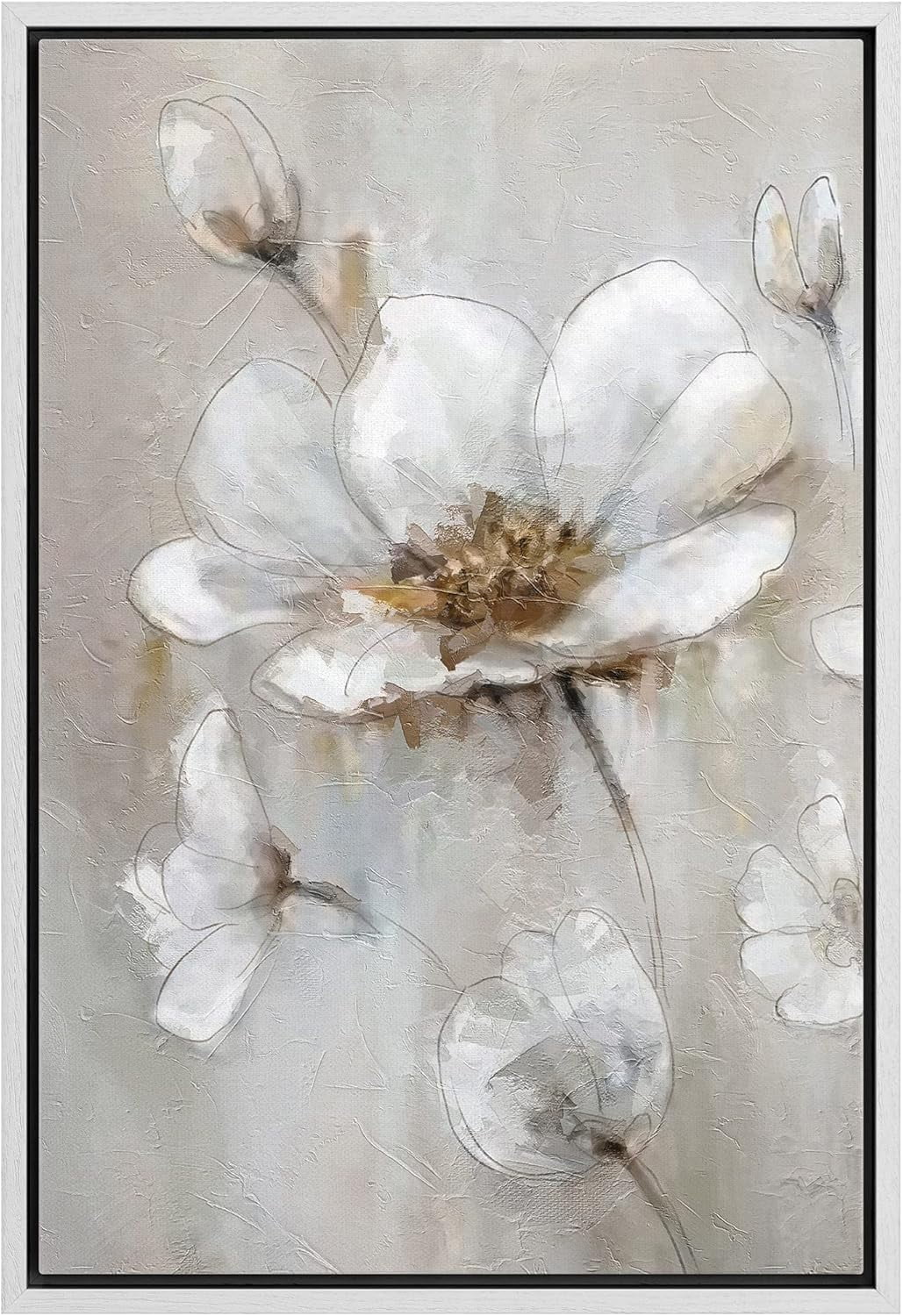 AXXPosters- Canvas Print Wall Art Watercolor Pastel Grunge White Daisy ...