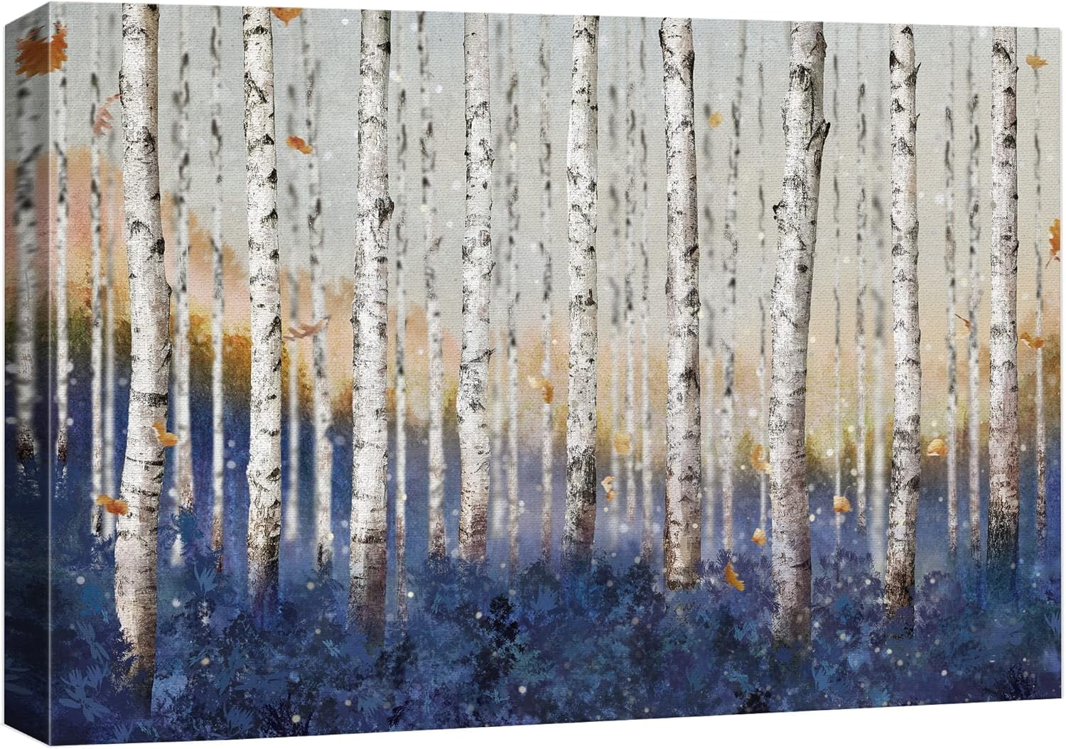 AXXPosters-Canvas Print Wall Art White Birch Tree with Blue Forest ...
