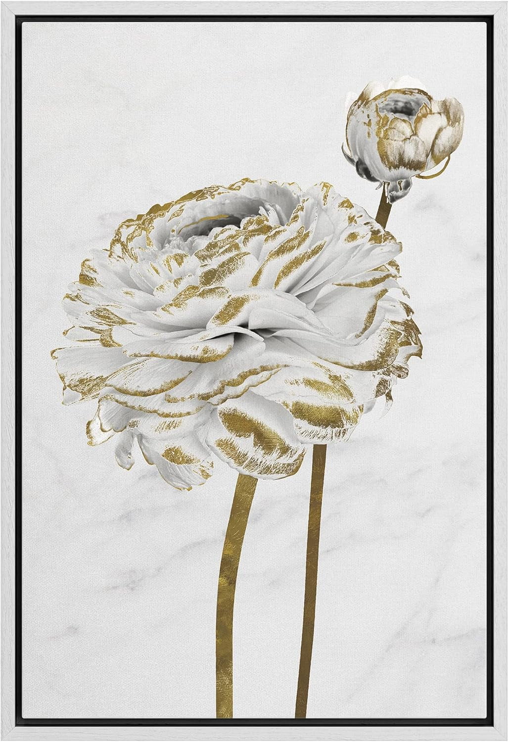 AXXPosters- Canvas Print Wall Art White Gold Carnation Garden Flower Plant Blossom Nature ...