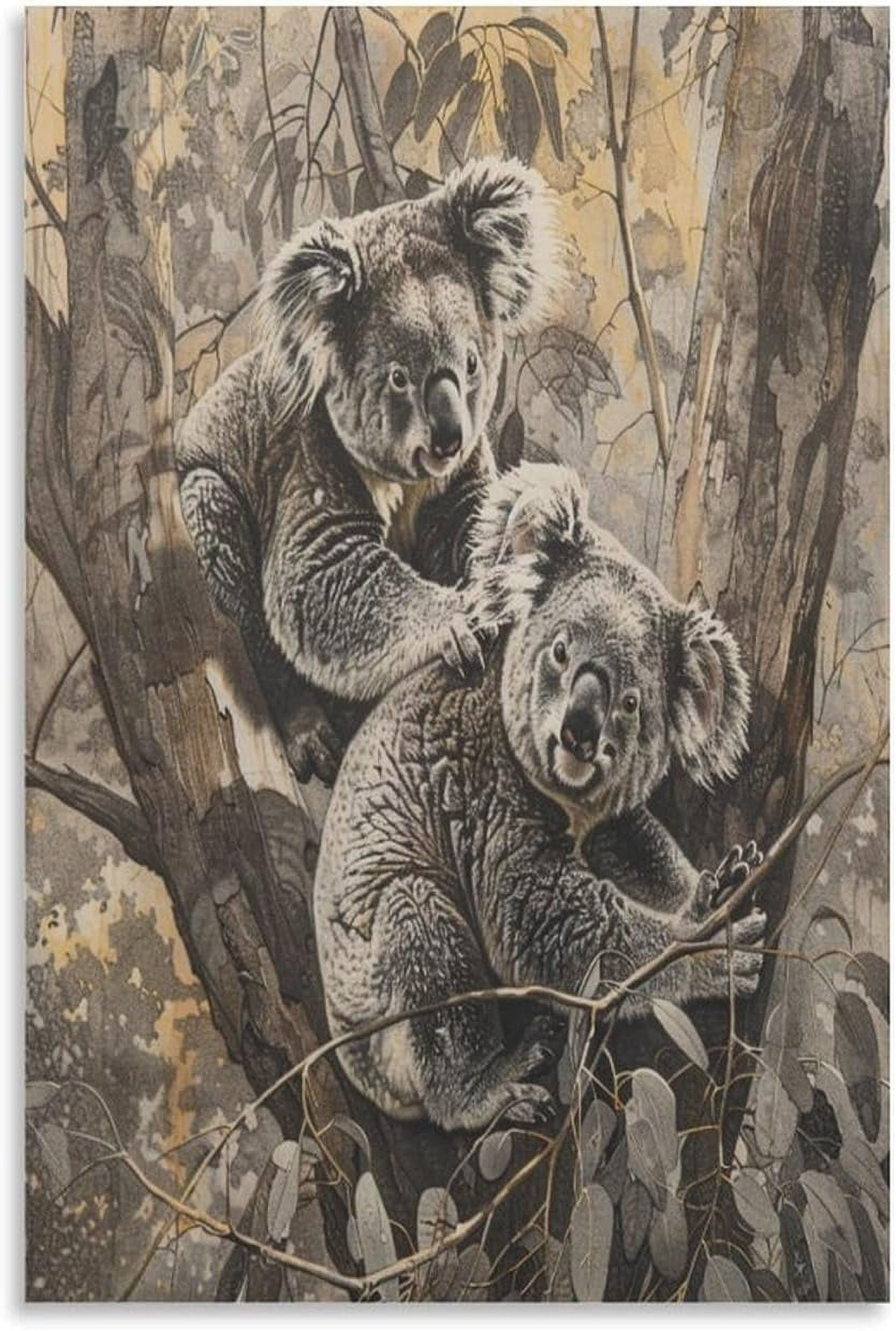 AXXPosters Canvas Prints Koalas In A Tree Canvas Pictures Wall Art Koala Bear Trees Poster Wall ...