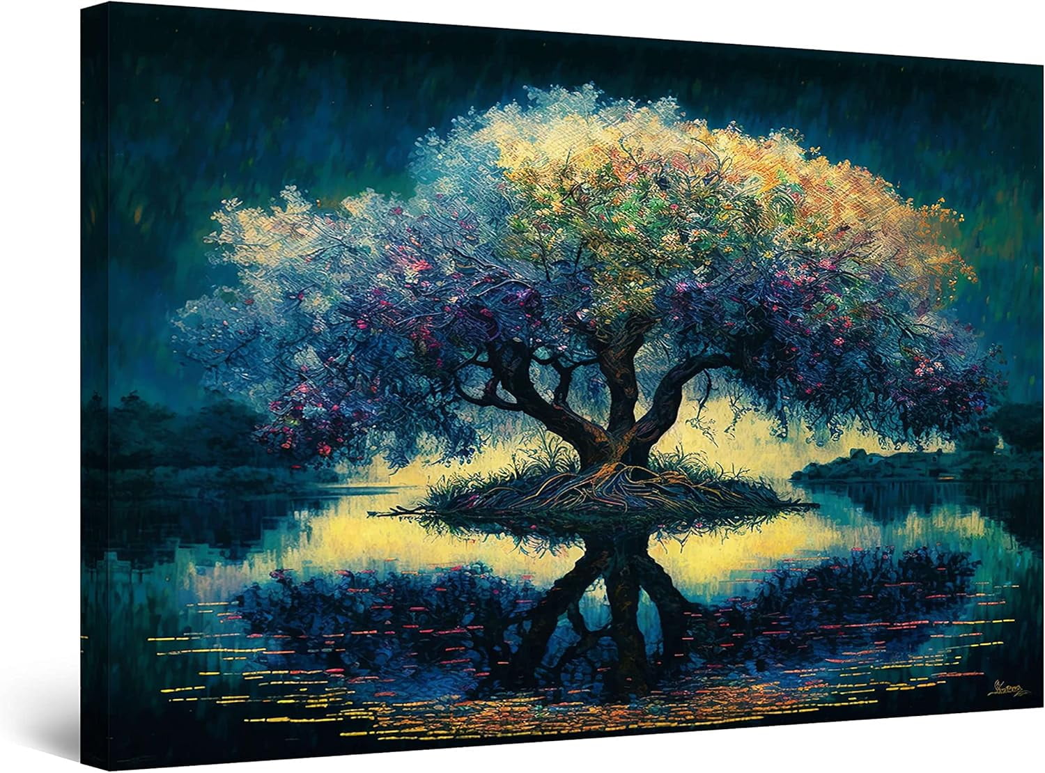 AXXPosters-Canvas Wall Art Abstract - Colorful Tree Single Painting ...