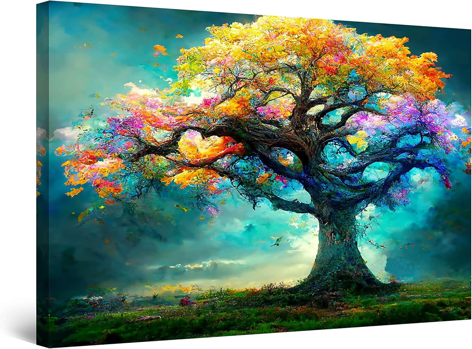 AXXPosters-Canvas Wall Art Abstract - Fairy Tree Rainbow Colored ...