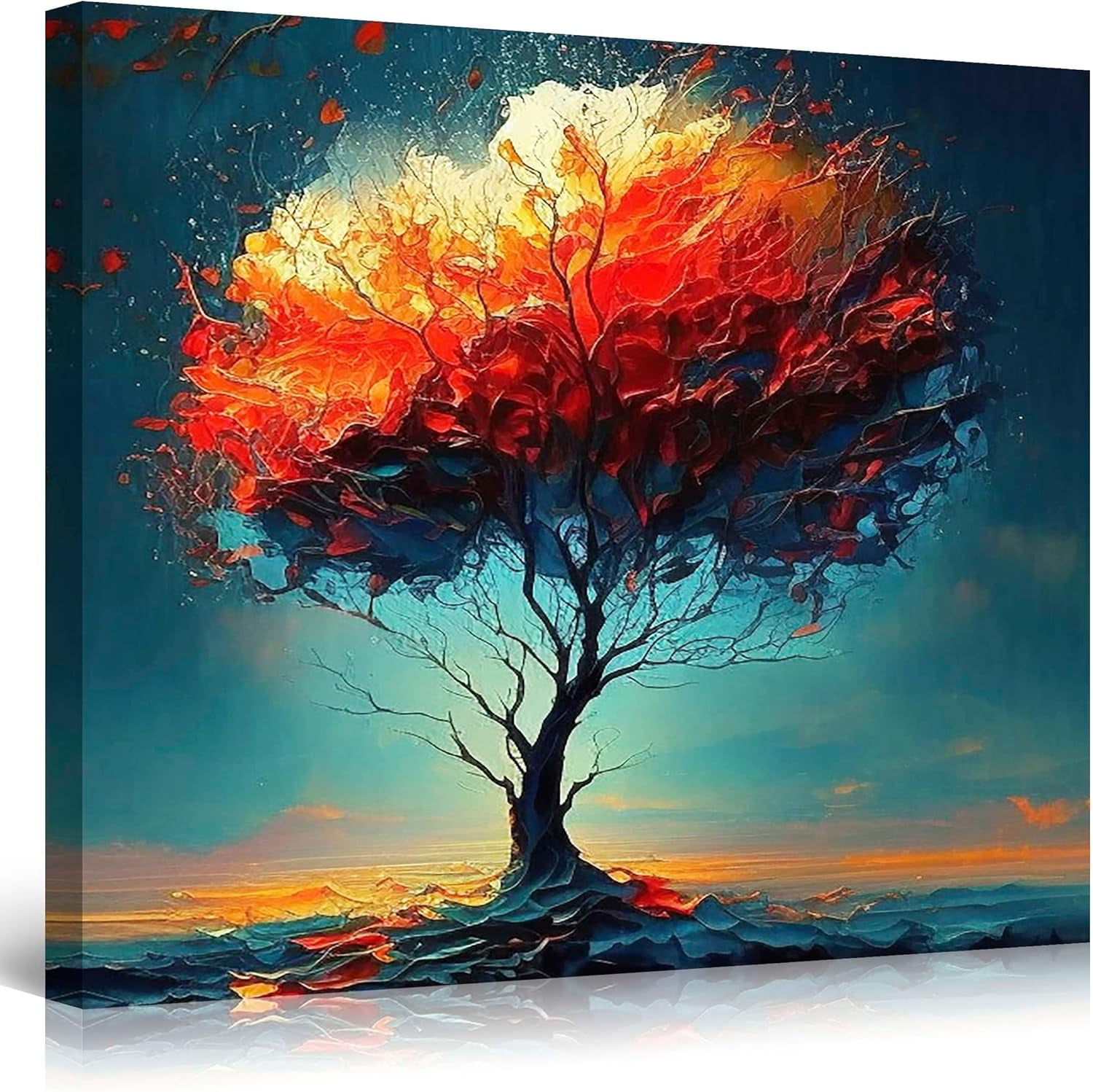 AXXPosters-Canvas Wall Art Abstract Painting - Red Singe Tree Large ...