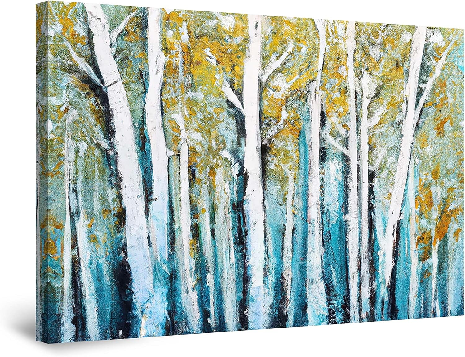 AXXPosters-Canvas Wall Art - Abstract Yellow Blue Trees Artist Painting ...