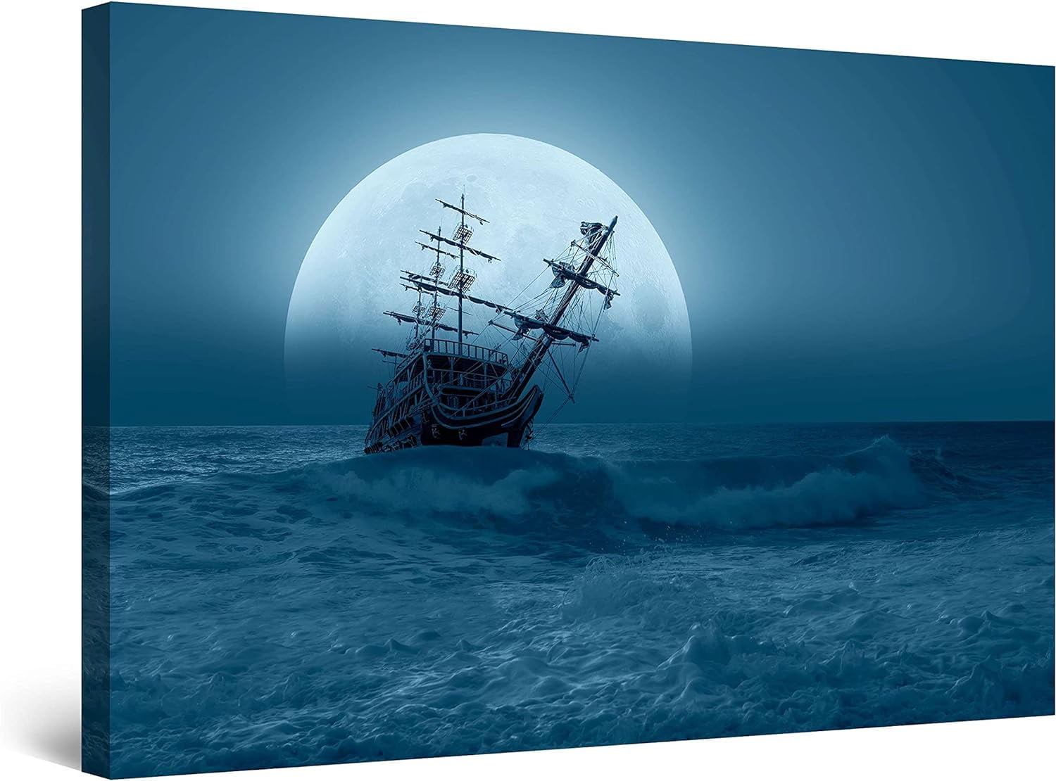 AXXPosters-Canvas Wall Art Decor Full Moon and Trees Stretched Print ...