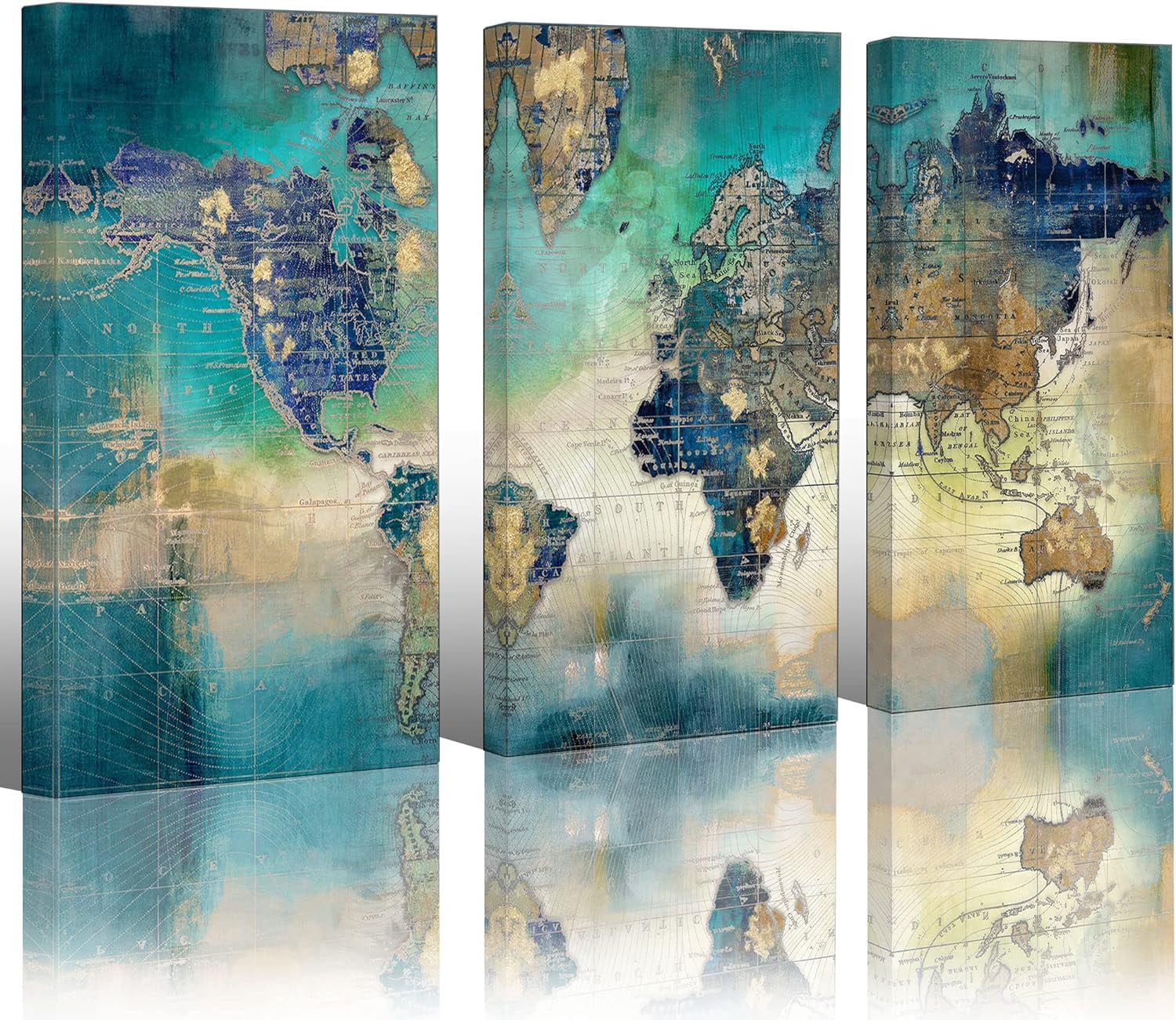 AXXPosters-Canvas Wall Art for Living Room - World Map Wall Decor ...