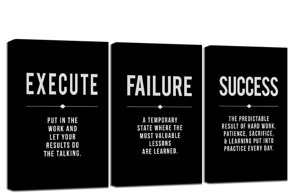 AXXPosters - Canvas Wall Art Success Quote For Office, Black Large ...