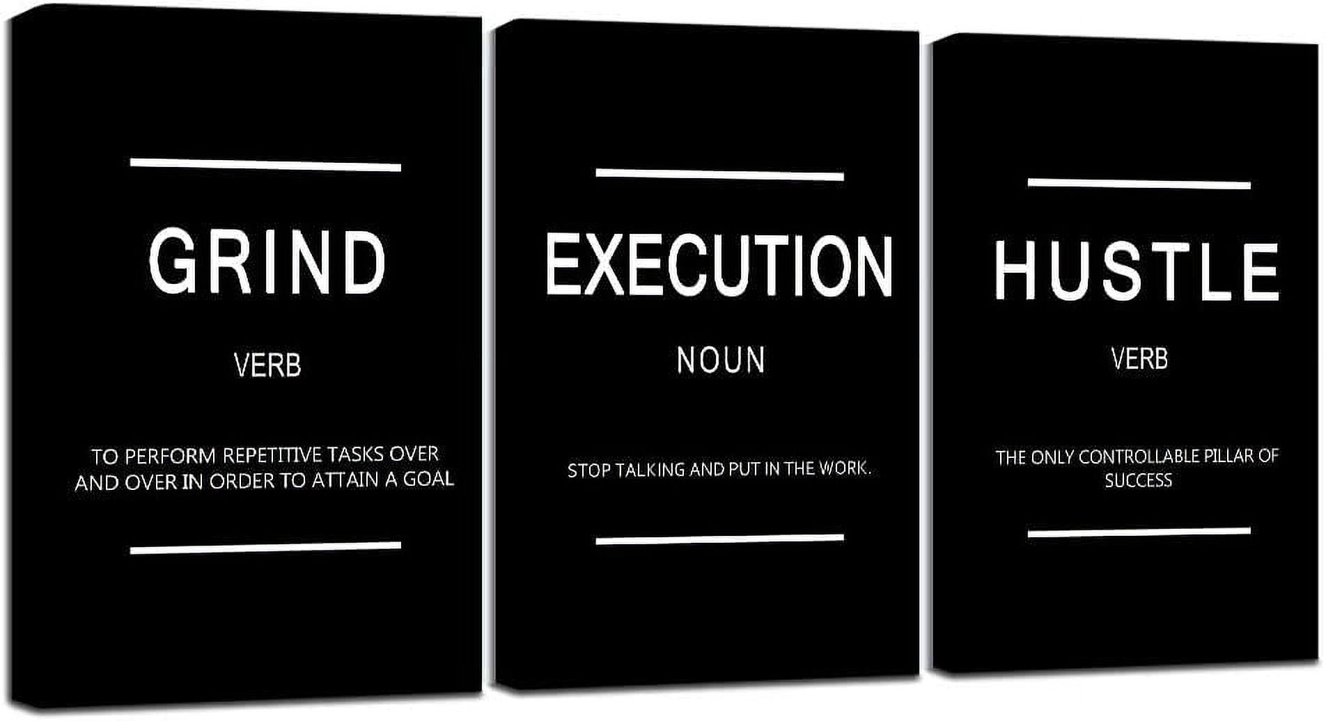 AXXPosters - Canvas Wall Art Success Quote, Office Wall Art, Black ...