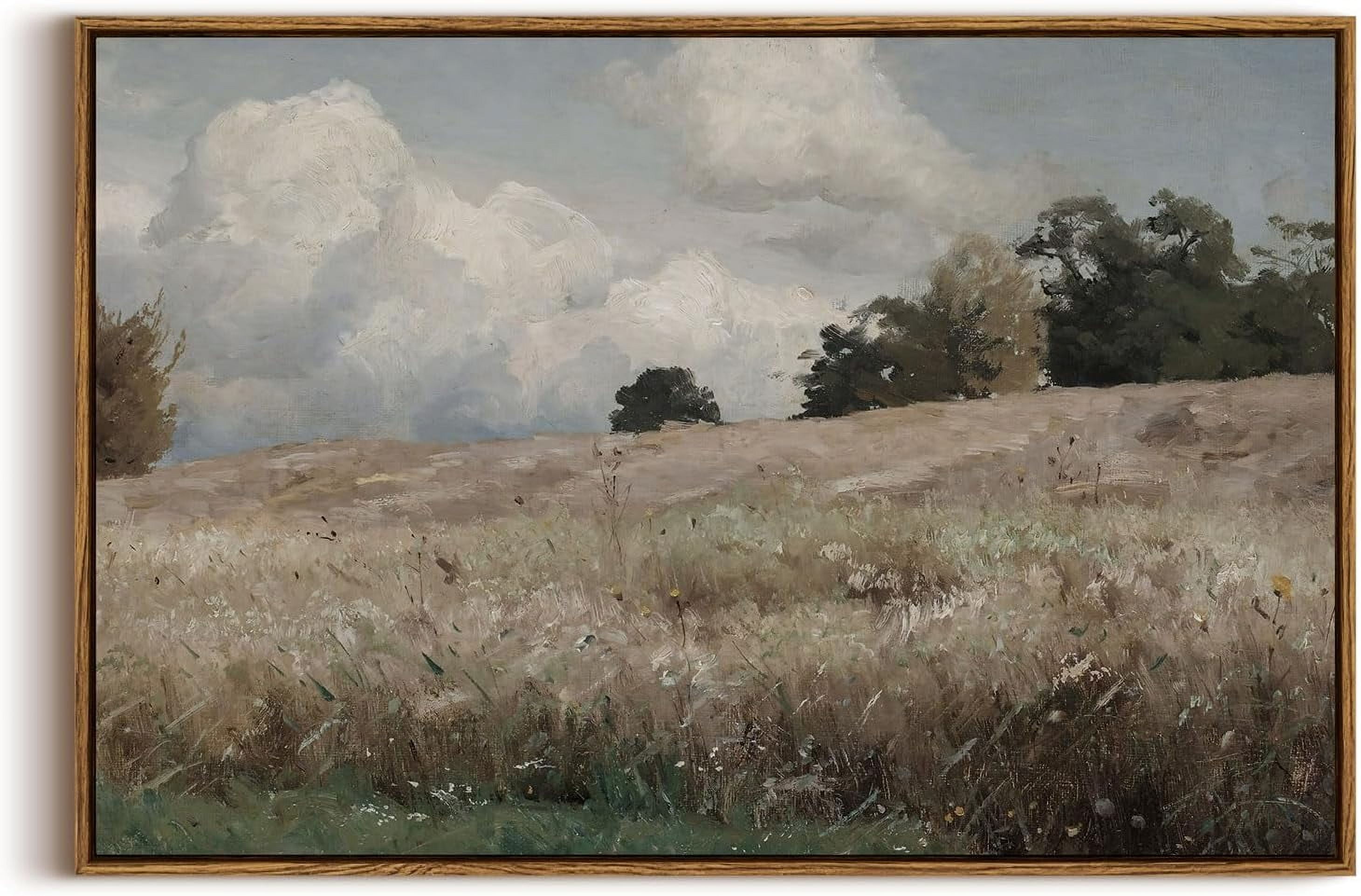 AXXPosters- Canvas Wall Art Vintage Decor, Farmhouse Scenery Vast Field ...