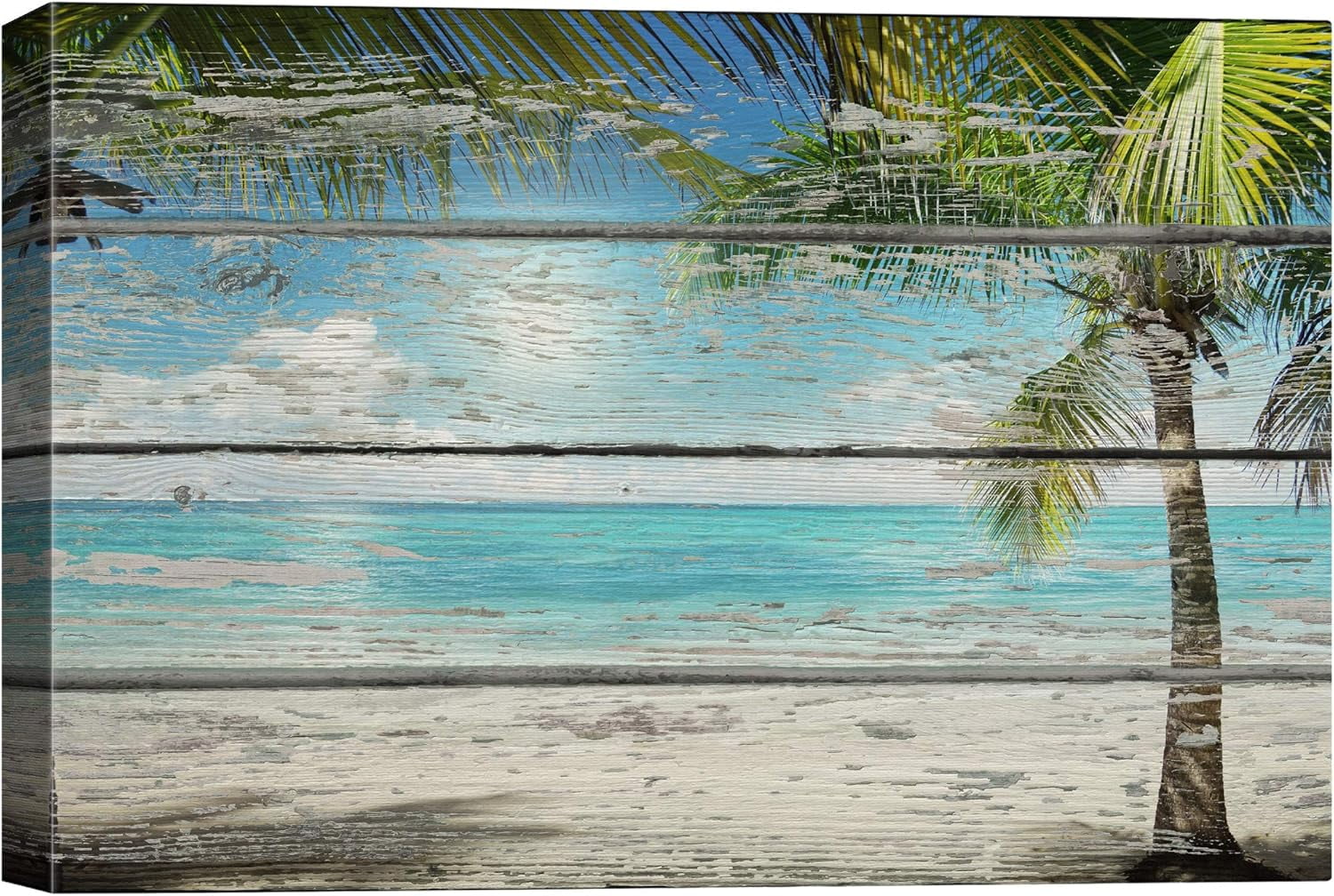 AXXPosters-- Canvas Wall Art - White Beach and Coconut Tree- Poster ...