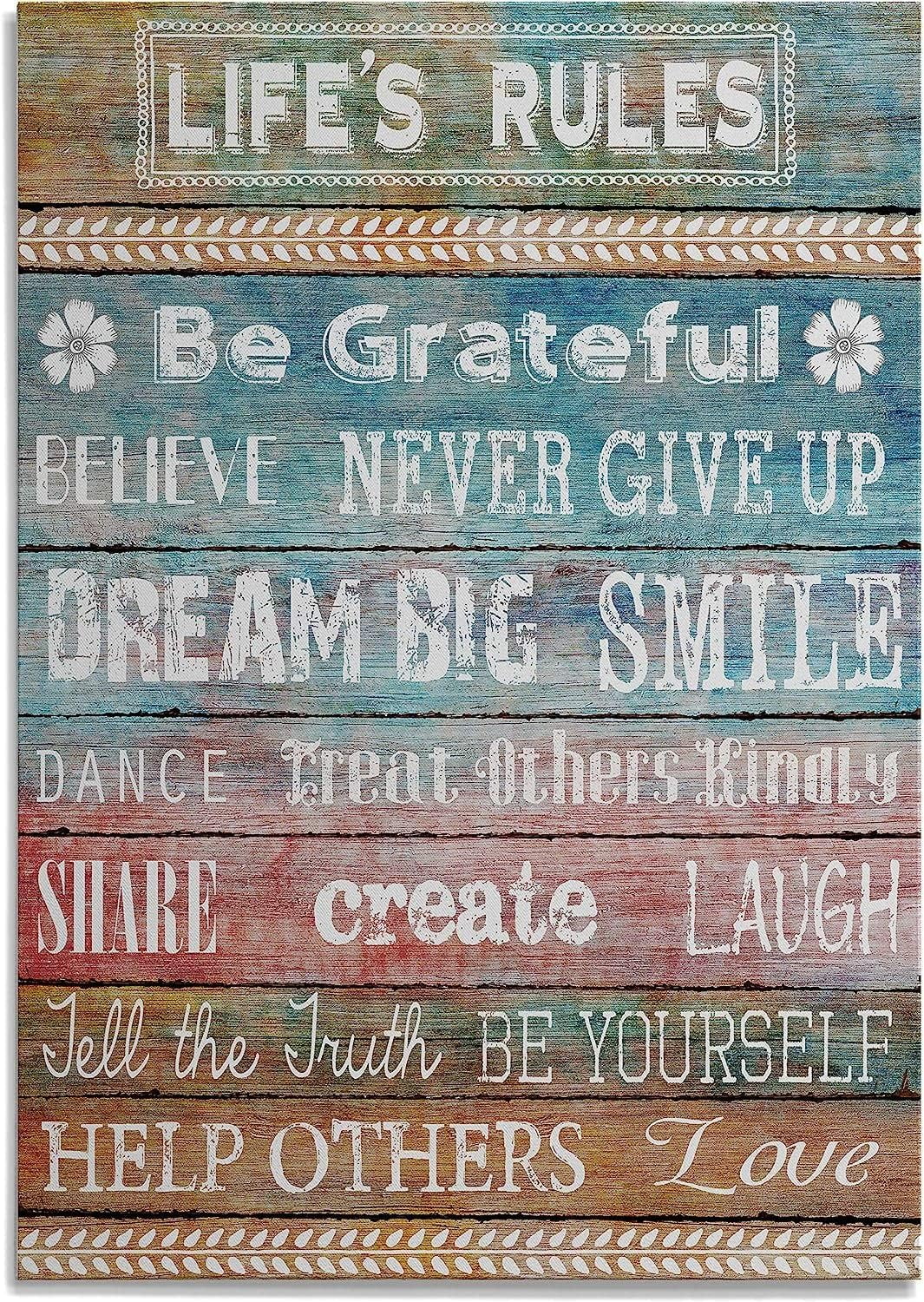 AXXPosters-Canvas Wall Hanging Artwork for Life Rules Tell the truth be ...