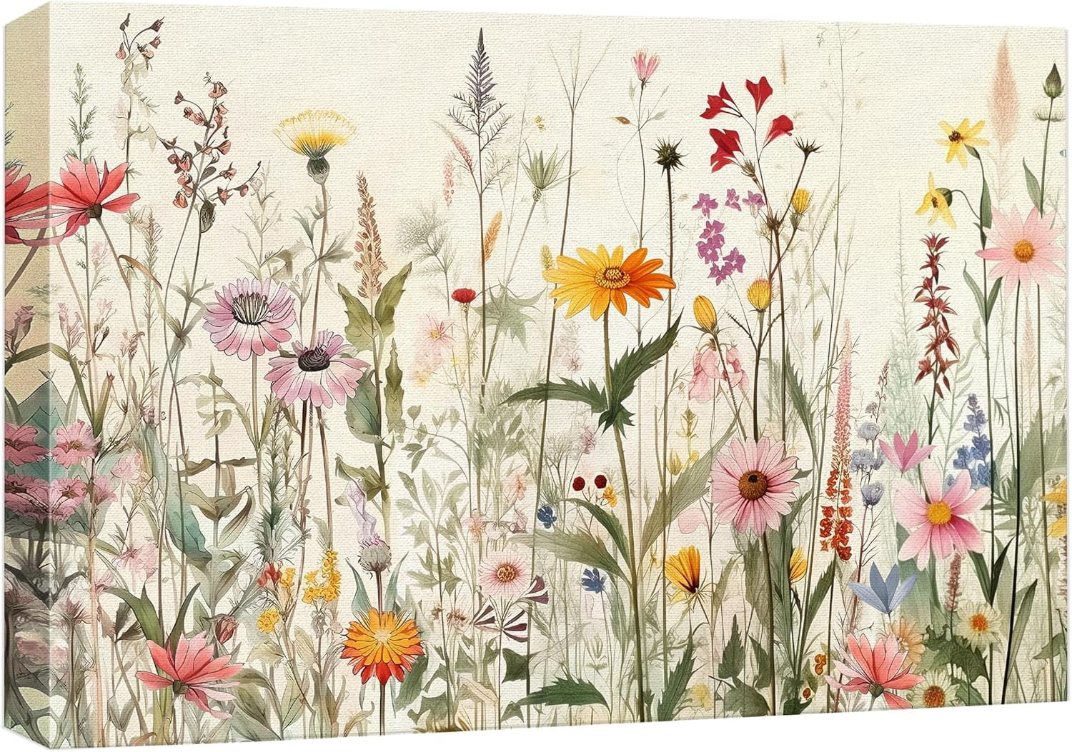 AXXPosters-Canvas Watercolor Wildflowers Floral Botanical Prints ...