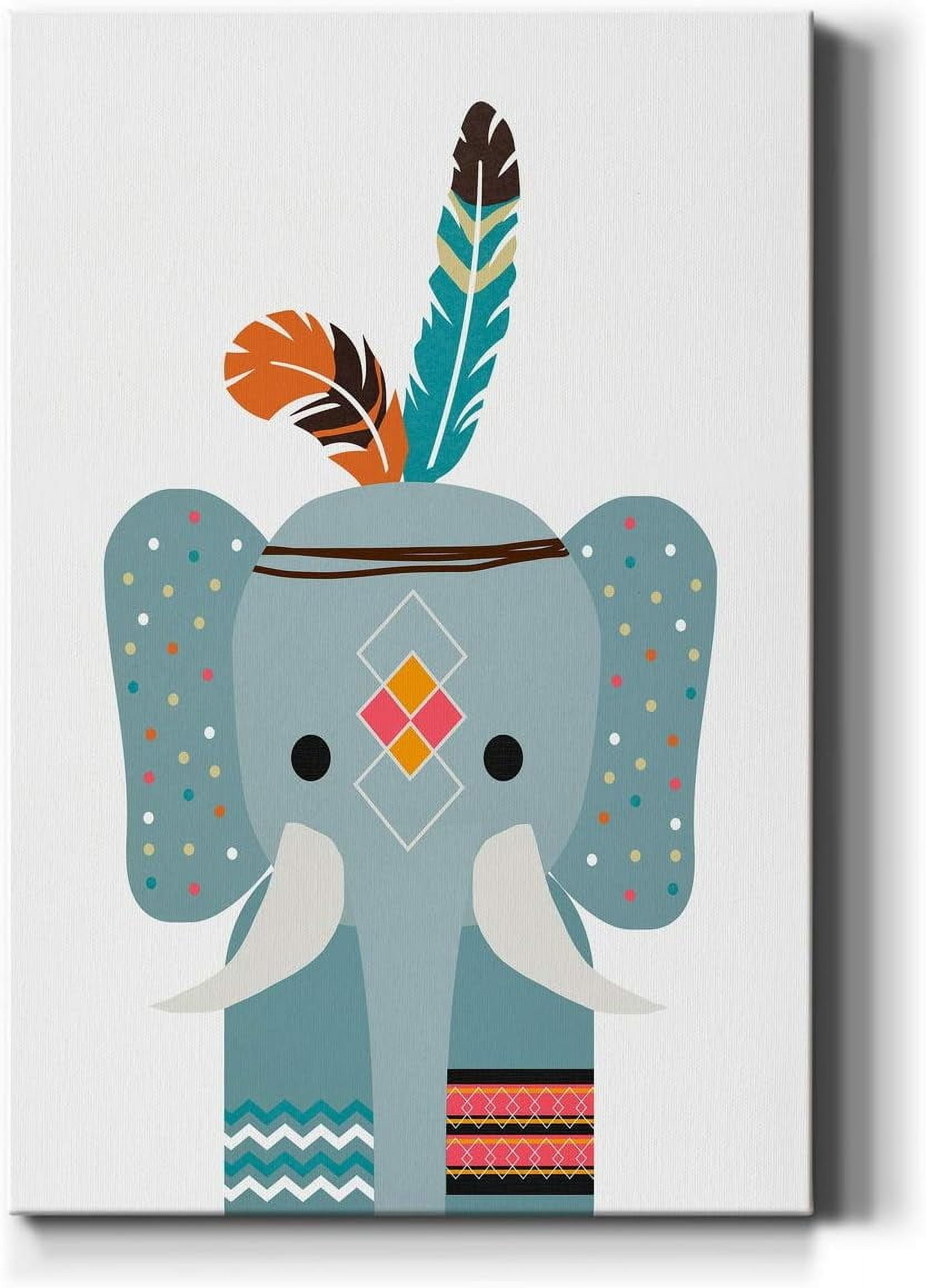 AXXPosters-Cartoon Elephant Wall Art, Cute & Colorful Animal Artwork ...