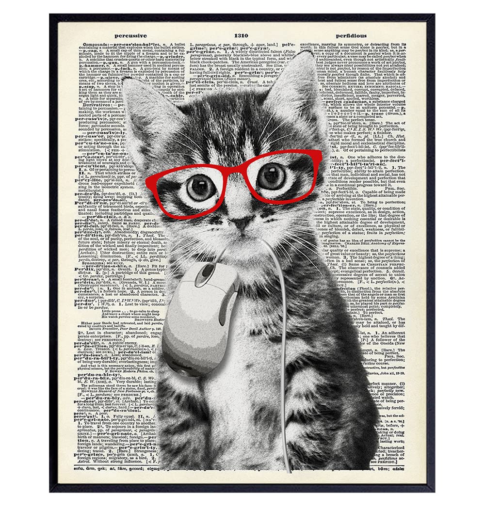 AXXPosters Cat and Mouse Dictionary Art - 8x10 Cat Wall Art Poster ...