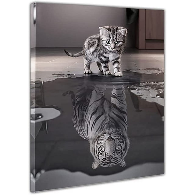 AXXPosters-Cat Wall Art, Mindset is Everything Wall Art, Cute Canvas ...