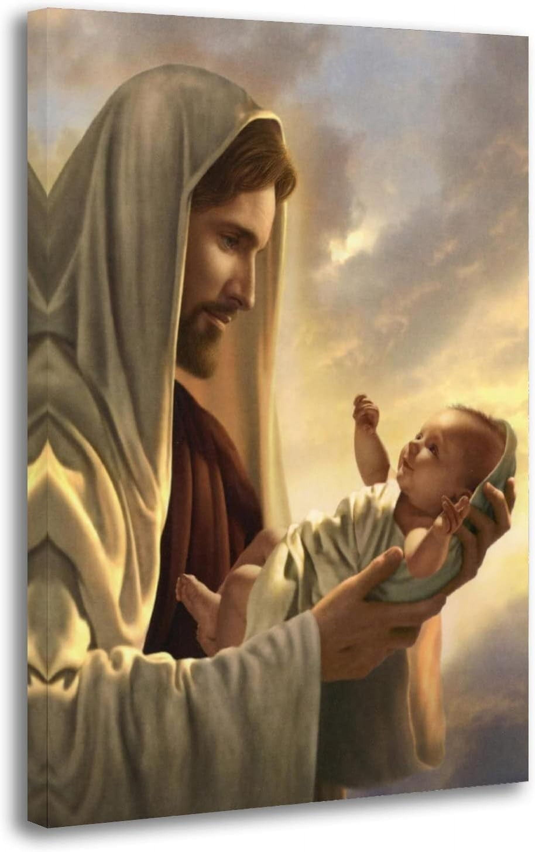 AXXPosters Cat holic JESUS Holding BABY Canvas Art Poster And Wall Art Picture Print Modern ...