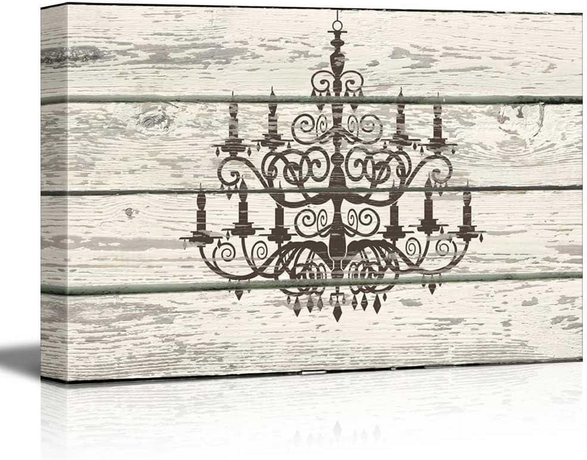 AXXPosters-- Chandelier Silhouette Crystal Candles Artwork - Rustic ...