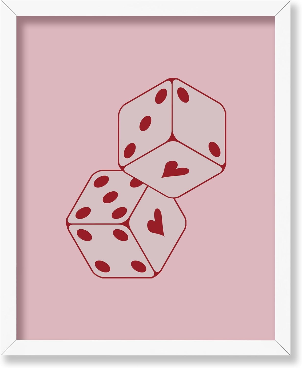 AXXPosters Chic Heart Dice Poster - Retro Pink Dice Print - Valentine's ...