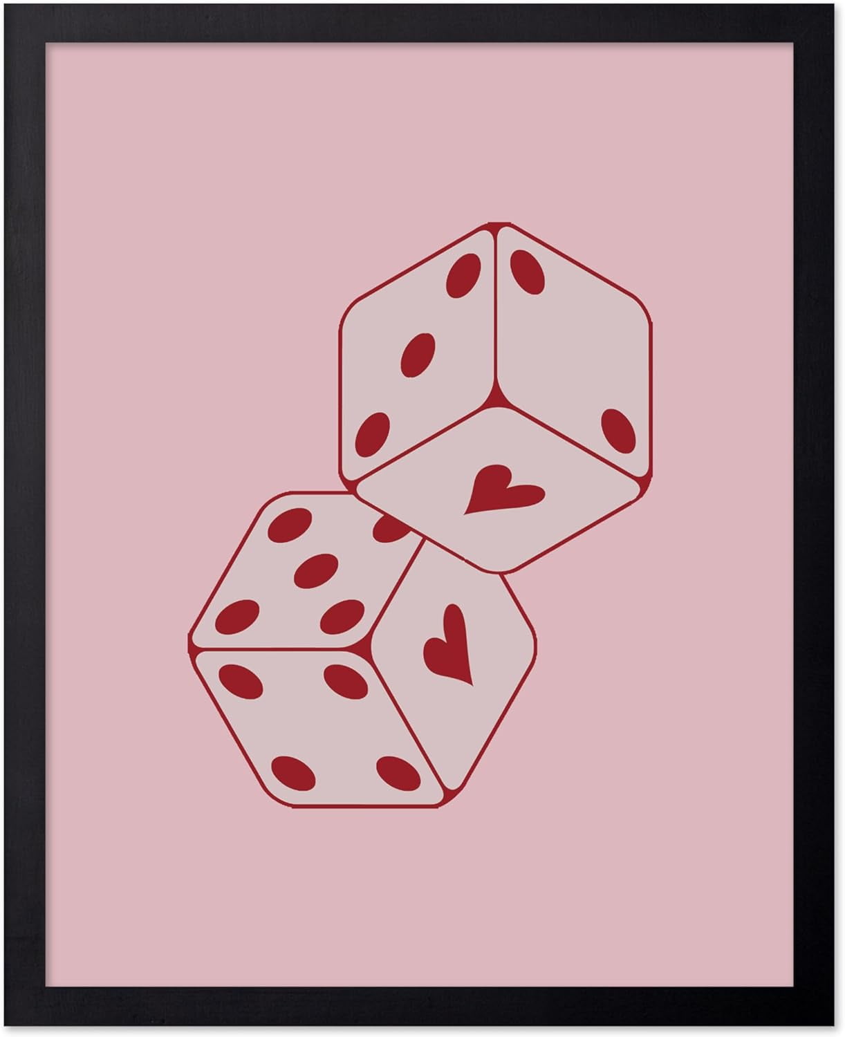 AXXPosters Chic Heart Dice Poster - Retro Pink Dice Print - Valentine's ...
