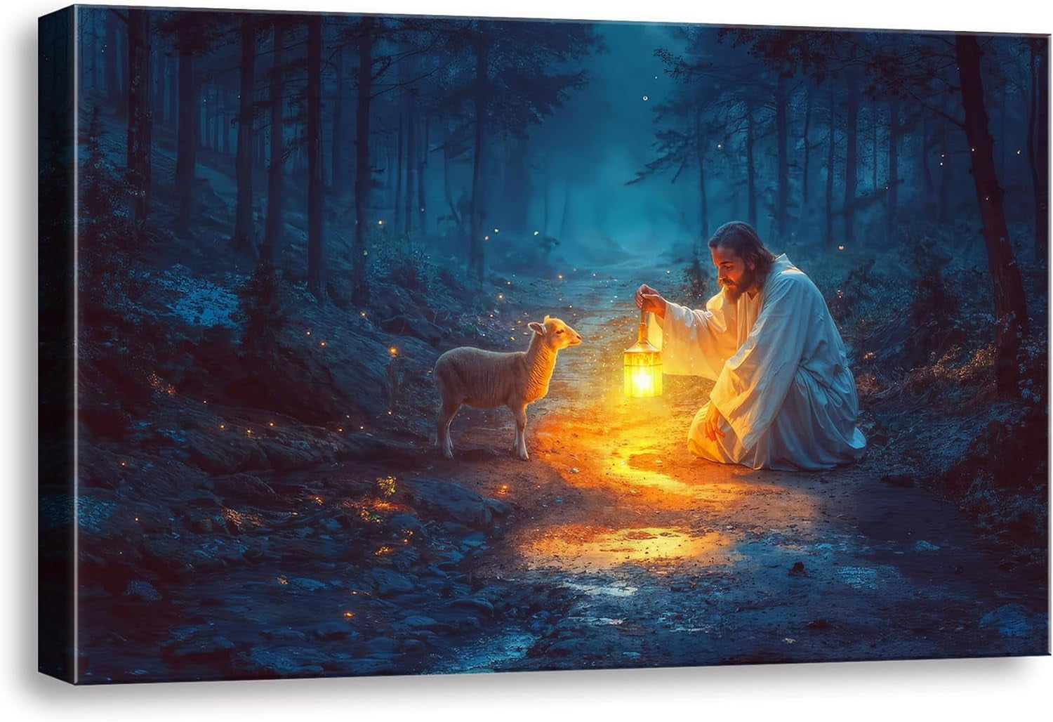 AXXPosters-Christian wall art decor for prayer room ,Jesus and Lamb canvas Wall decor, Jesus ...
