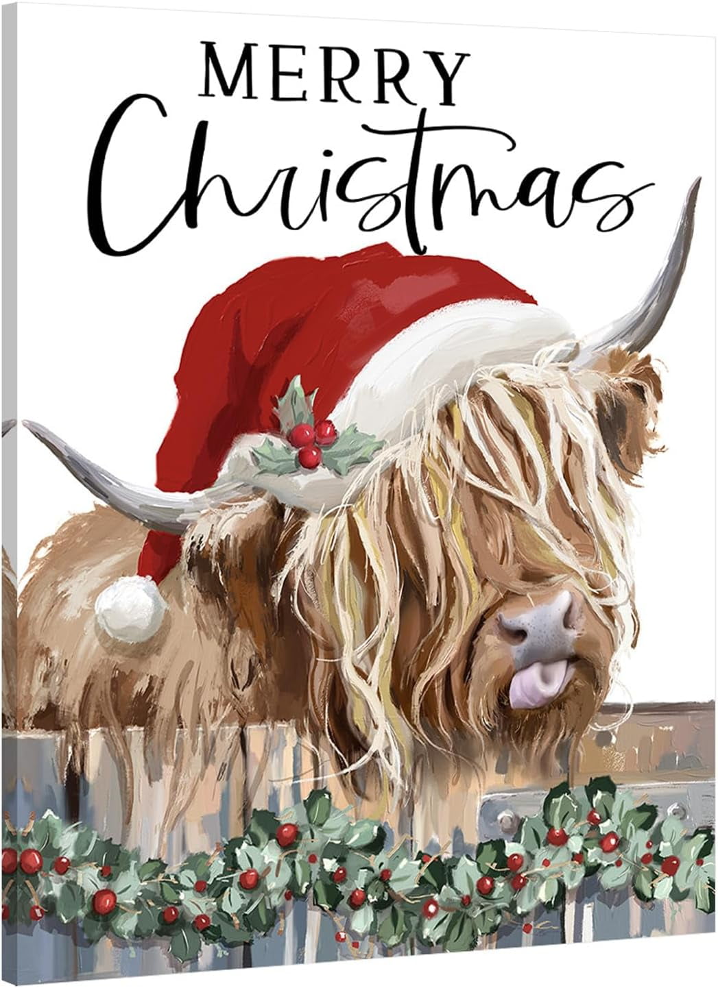 AXXPosters-Christmas Highland Cow Wall Decor:Merry Christmas Canvas ...