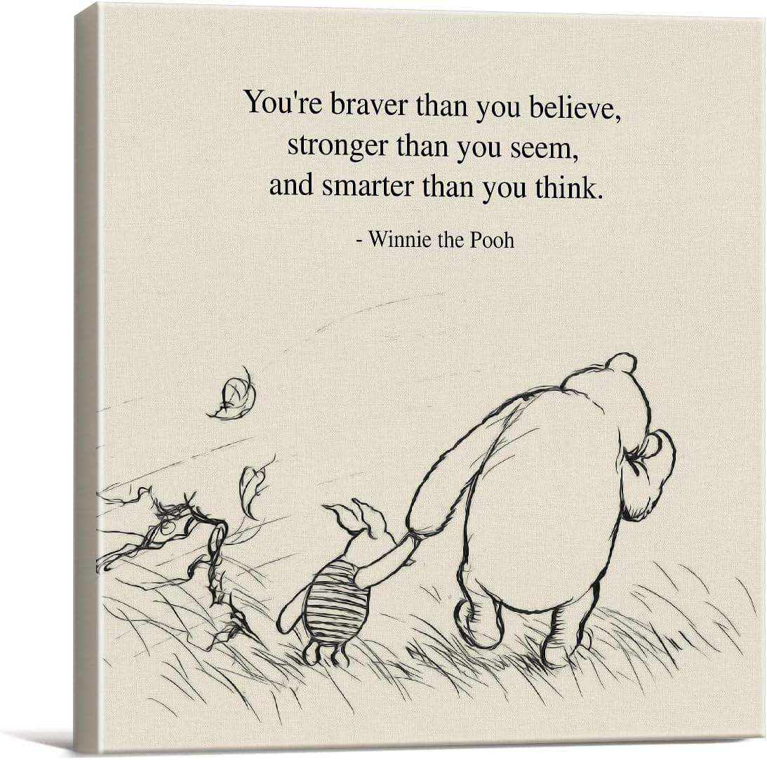 AXXPosters Classic Winnie the Pooh Quote Wall Art Decor Retro Braver ...