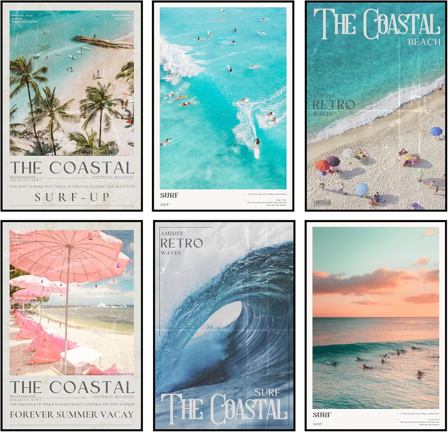 AXXPosters Coastal Beach Summer Surf Gallery Wall, Coastal Cowgirl ...