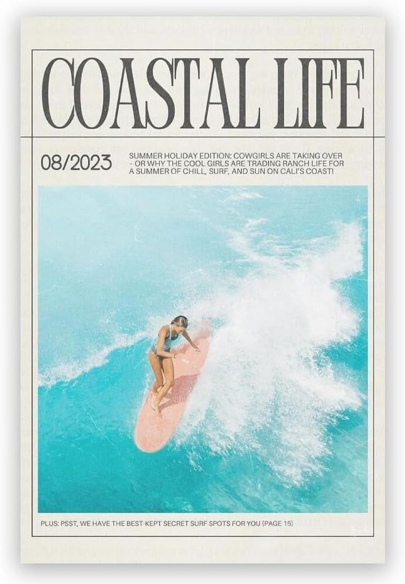 AXXPosters Coastal Poster Surfer Girl Canvas Wall Art Coastal Cowgirl Aesthetic Room Decor ...