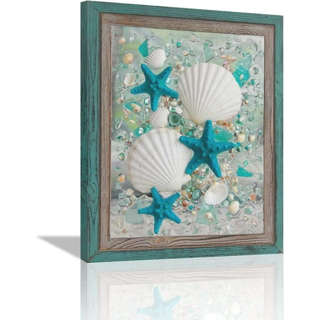 AXXPosters-Coastal Wall Art - Starfish and Shells Canvas Print for ...