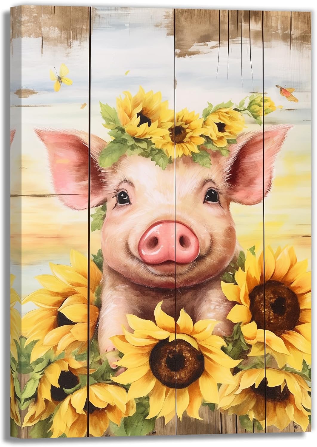 AXXPosters Colorful Animal Canvas Cute Baby Pig Picture Artwork Animal ...