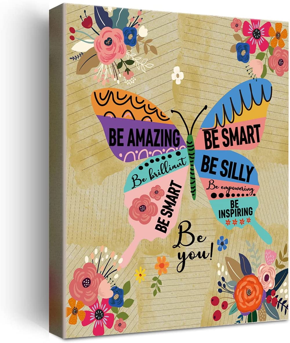 AXXPosters-Colorful Butterfly Inspirational Quotes Motto Canvas Wall ...