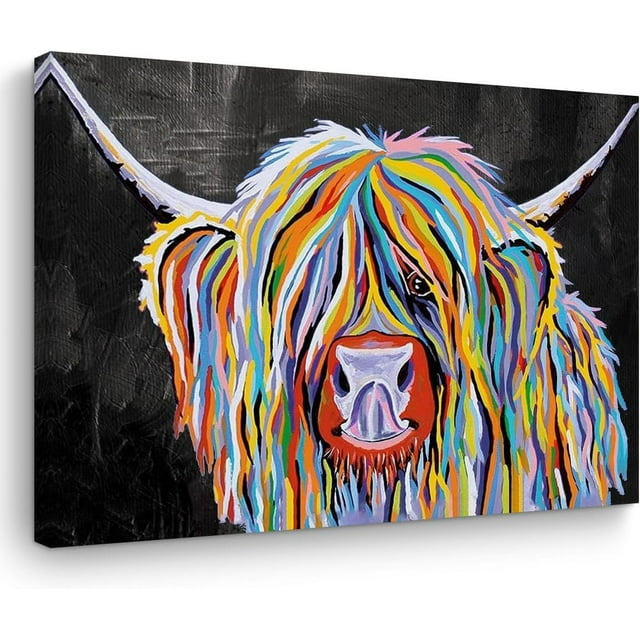 AXXPosters-Colorful Cow Wall Art Art Western Wall Decor Funny Cows with ...