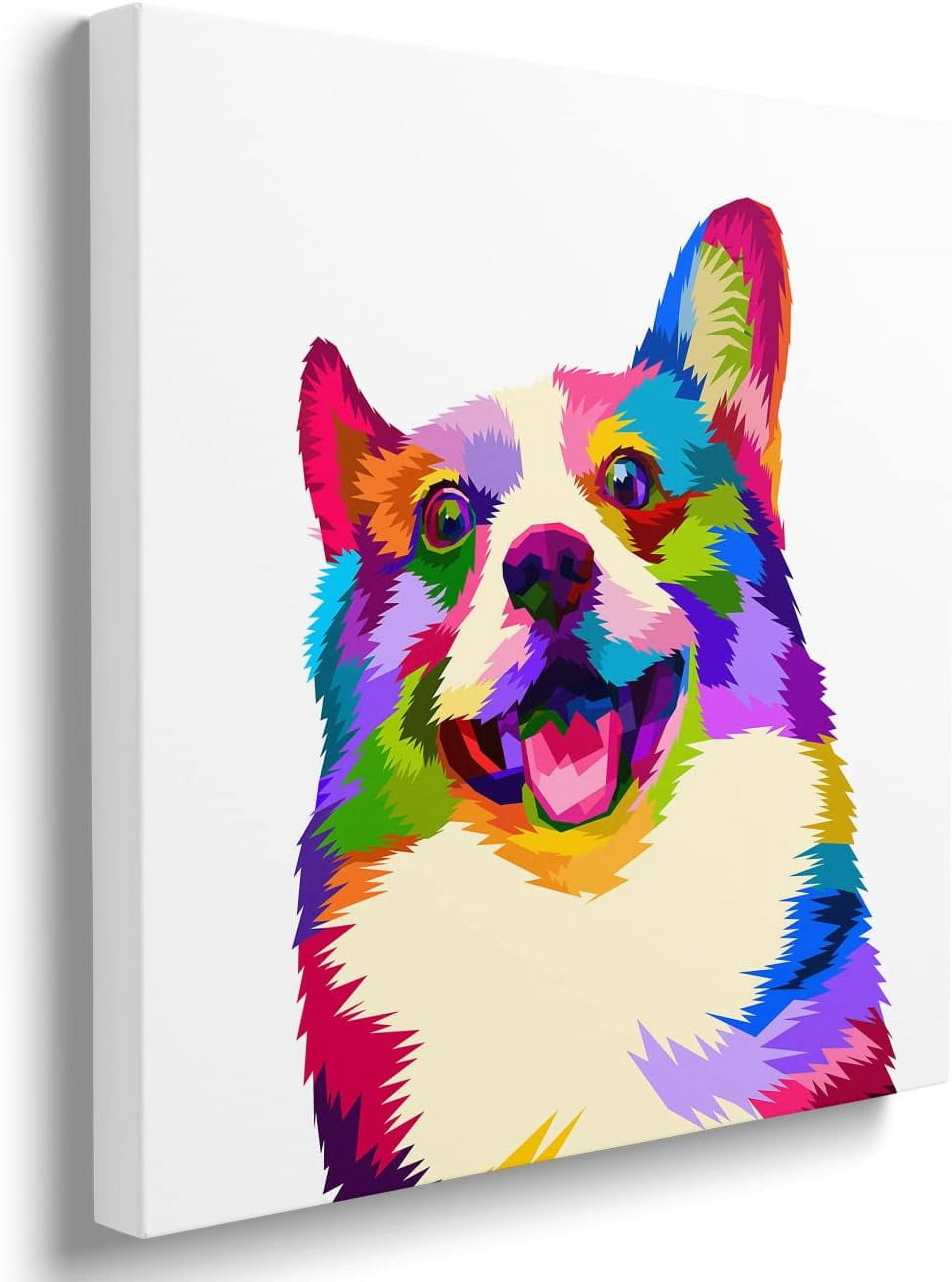 AXXPosters-Colorful Dog Pictures Wall Decor Corgi Dog Canvas Wall Art ...
