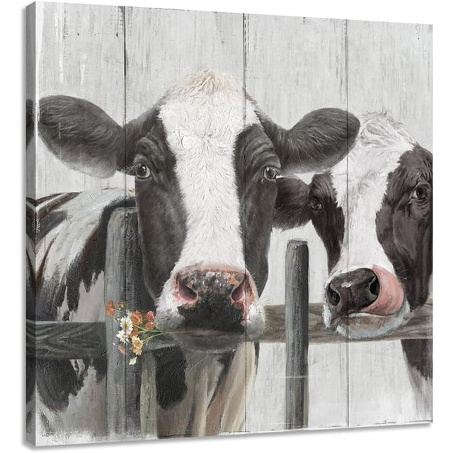 AXXPosters-Couple Cow Pictures Wall Decor, Love themed Canvas Wall Art ...