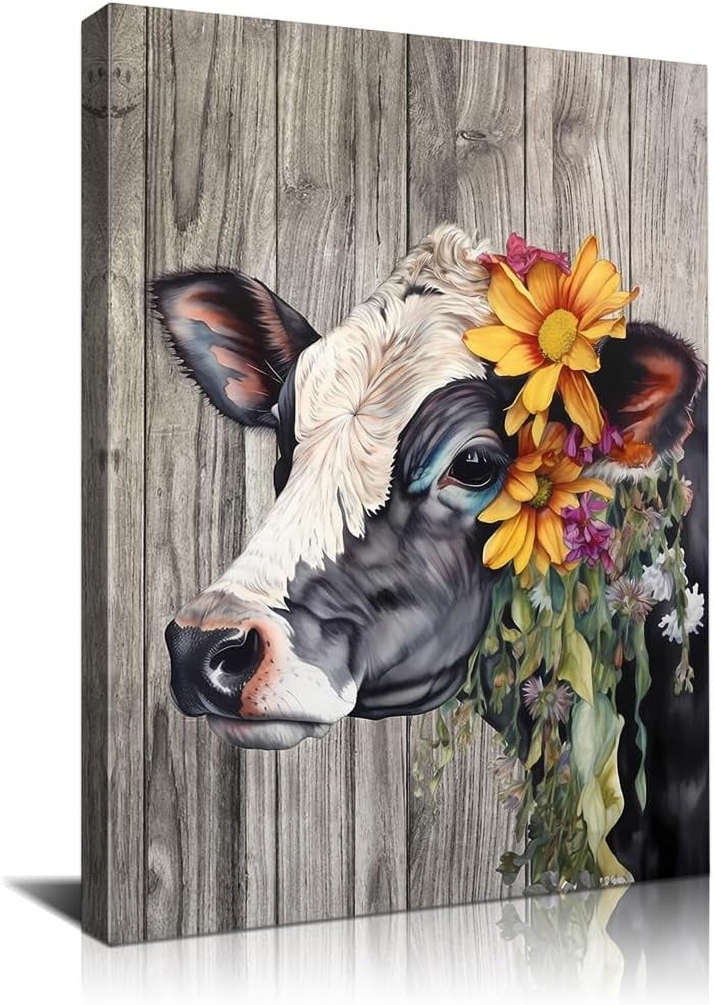 AXXPosters Cow Canvas Wall Art Farmhouse Art Animal Wall Art Cow Print ...