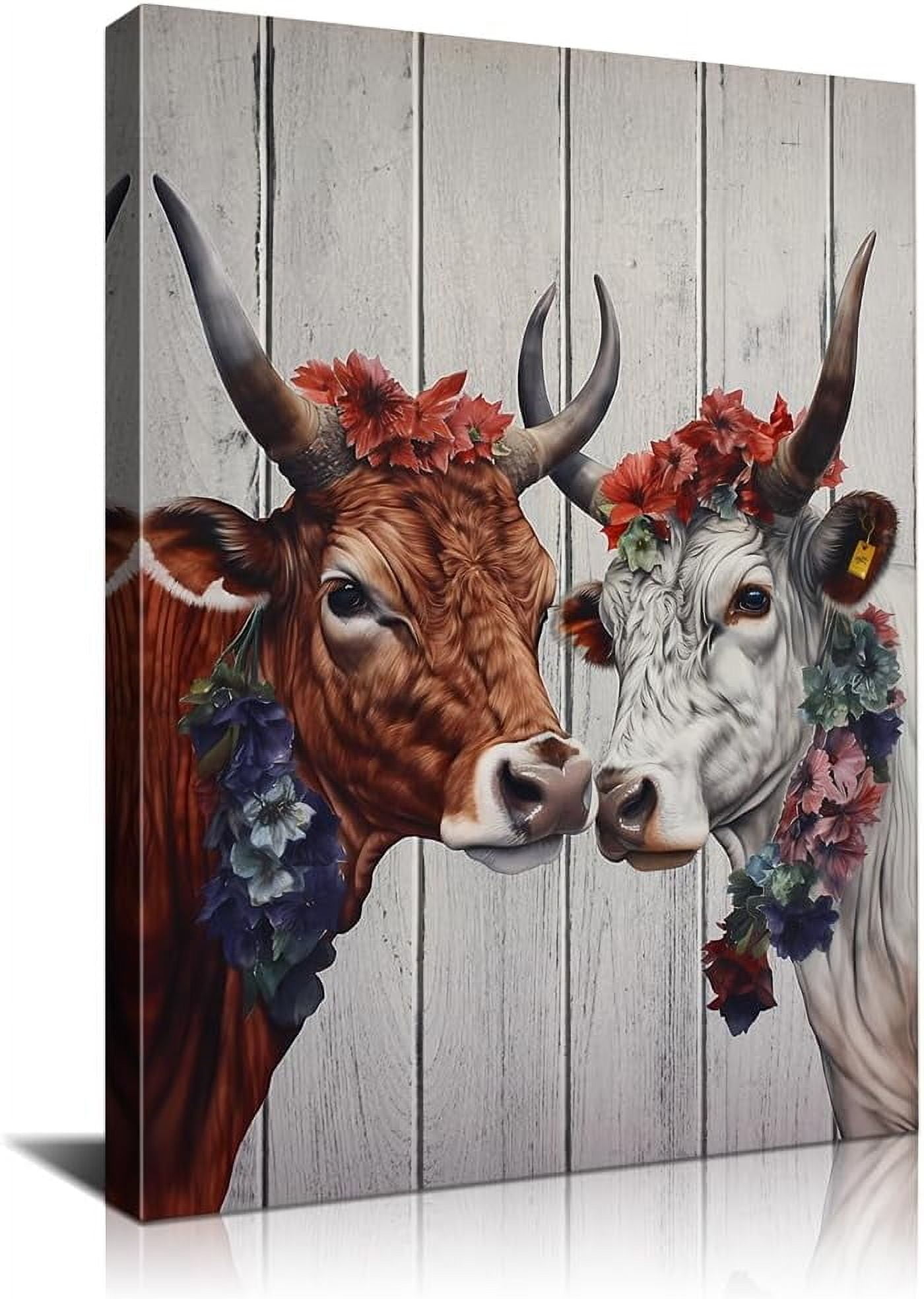 AXXPosters Cow Pictures Wall Decor Cow Canvas Wall Art Farmhouse Wall ...