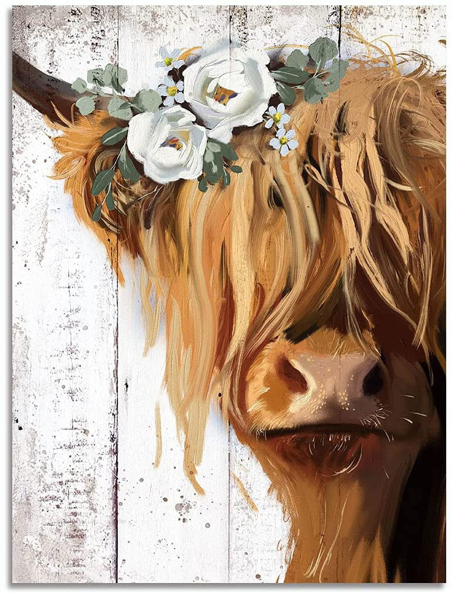 AXXPosters-Cow Print Farmhouse Wall Decor - Abstract Canvas Paintings ...