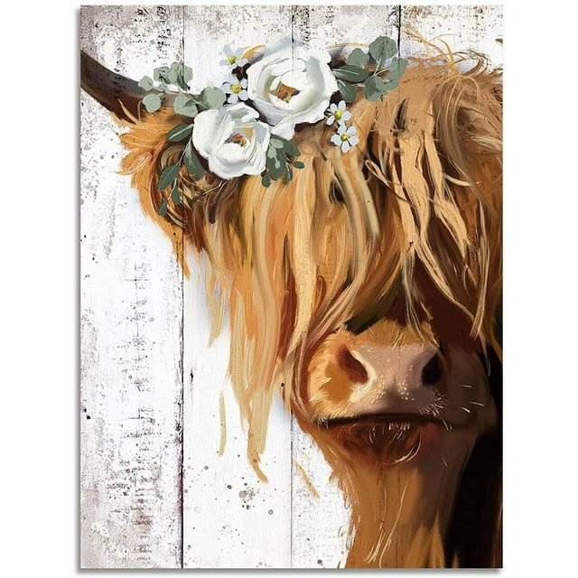 AXXPosters-Cow Print Farmhouse Wall Decor - Abstract Canvas Paintings ...