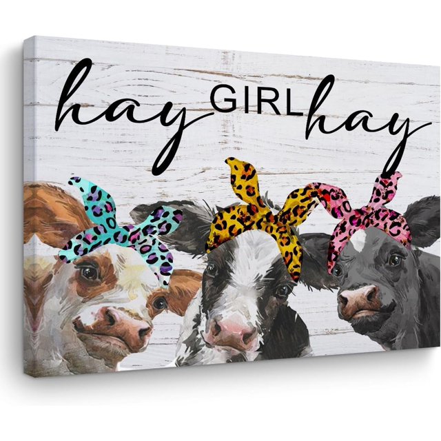 AXXPosters-Cow Wall Art Art Western Wall Decor Funny Cows with Bandanas ...