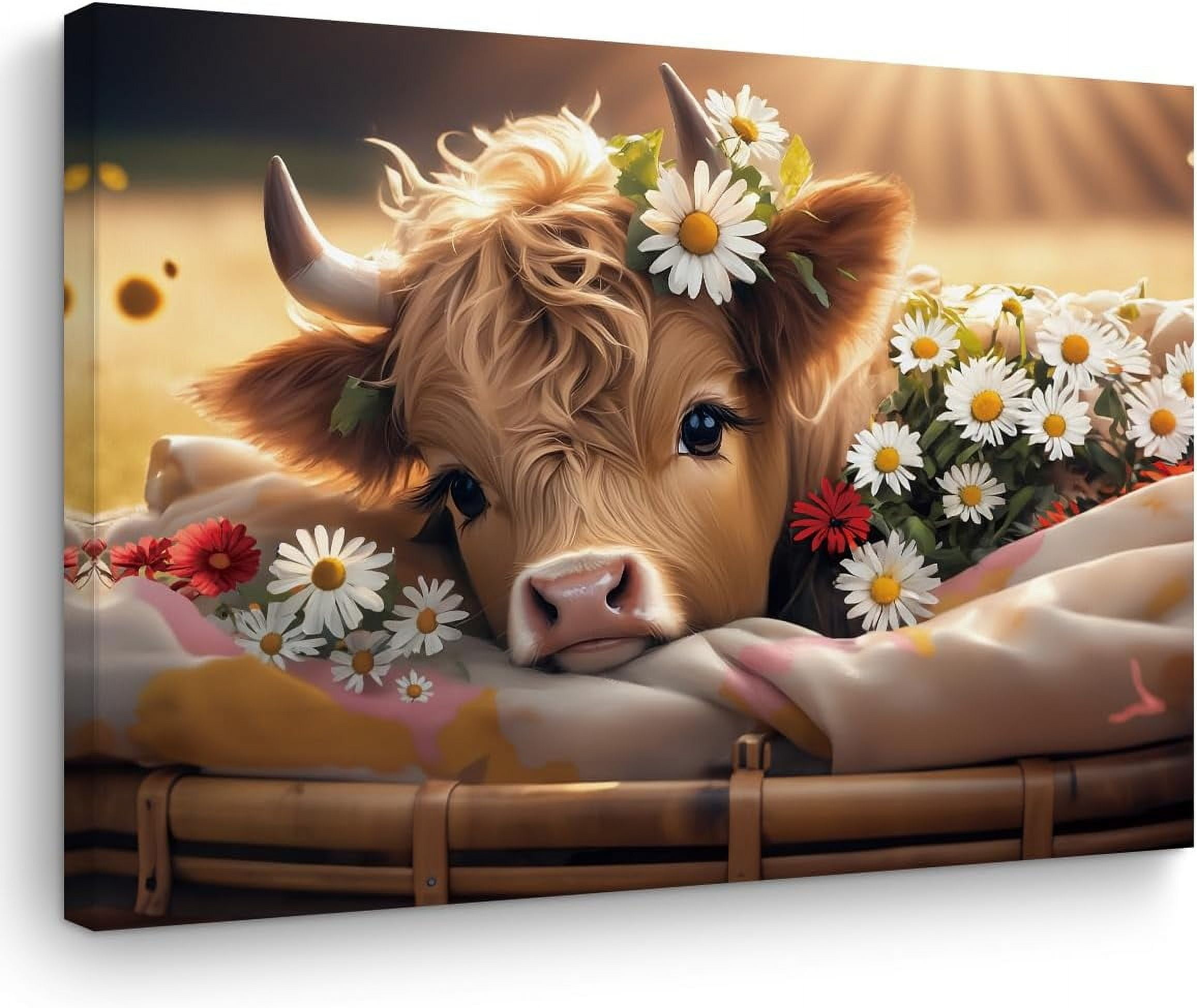 AXXPosters-Cute Cow Decor Cow Gifts Floral Cow Print Stuff Farm Animals ...