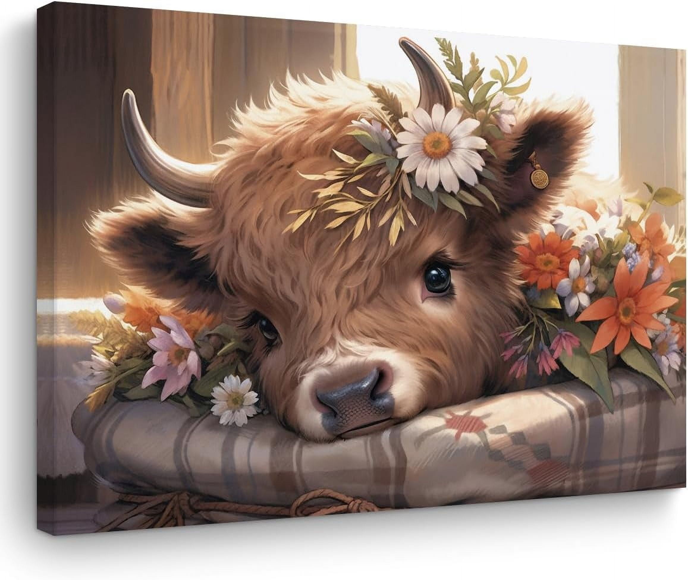 AXXPosters-Cute Cow Decor Cow Gifts Floral Cow Print Stuff Farm Animals ...