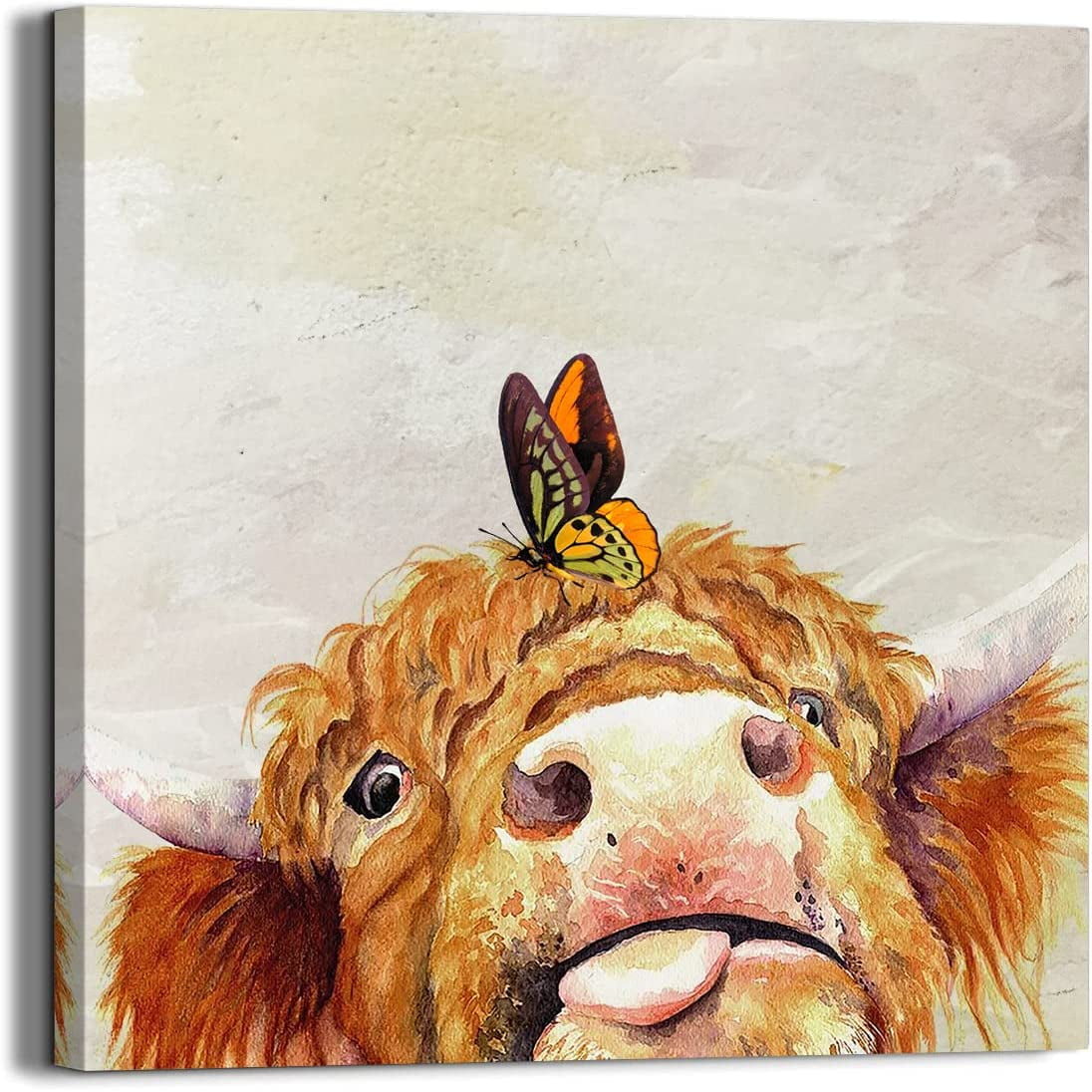 AXXPosters-Cute Highland Cow Print Decor Rustic Farmhouse Wall Decor ...