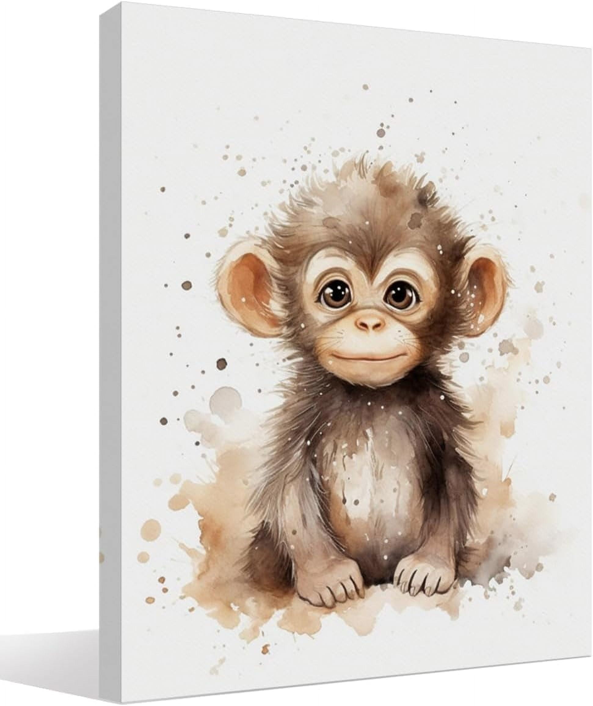 AXXPosters-Cute Monkey Wall Art - Woodland Animals Nursery Decor ...
